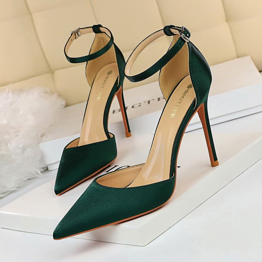 Stiletto Heels/Women’s Elegant Pointed Toe Ankle Strap Stiletto Heels ...