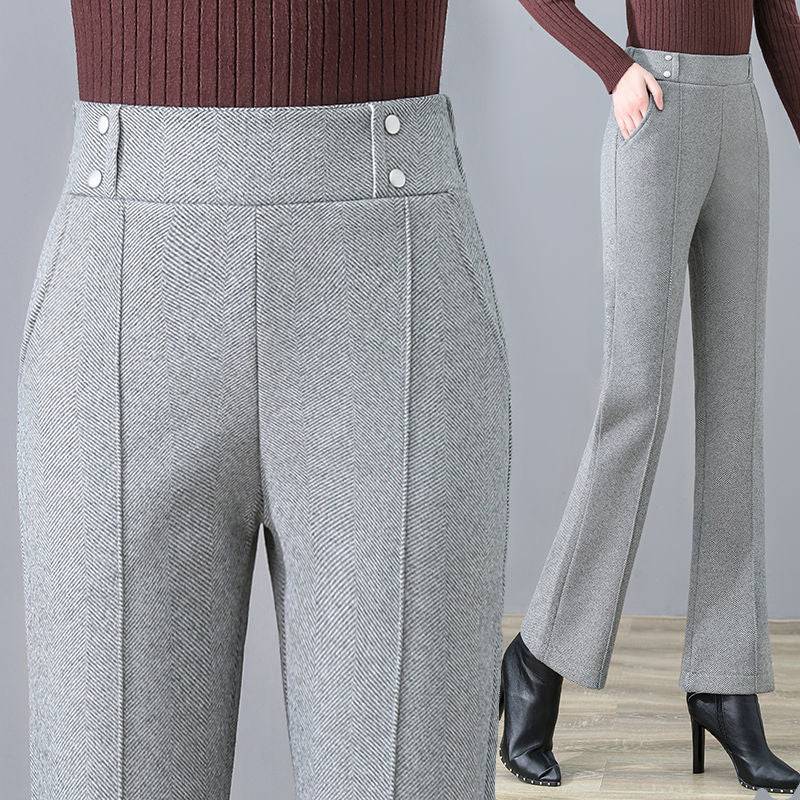 Women's Elegant Woolen High Waist Pants | Wazzi's Wear